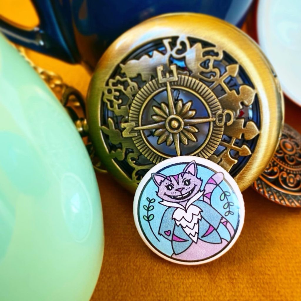 Alice in Wonderland (Cheshire Cat) Button Badge – Kreative Foundations